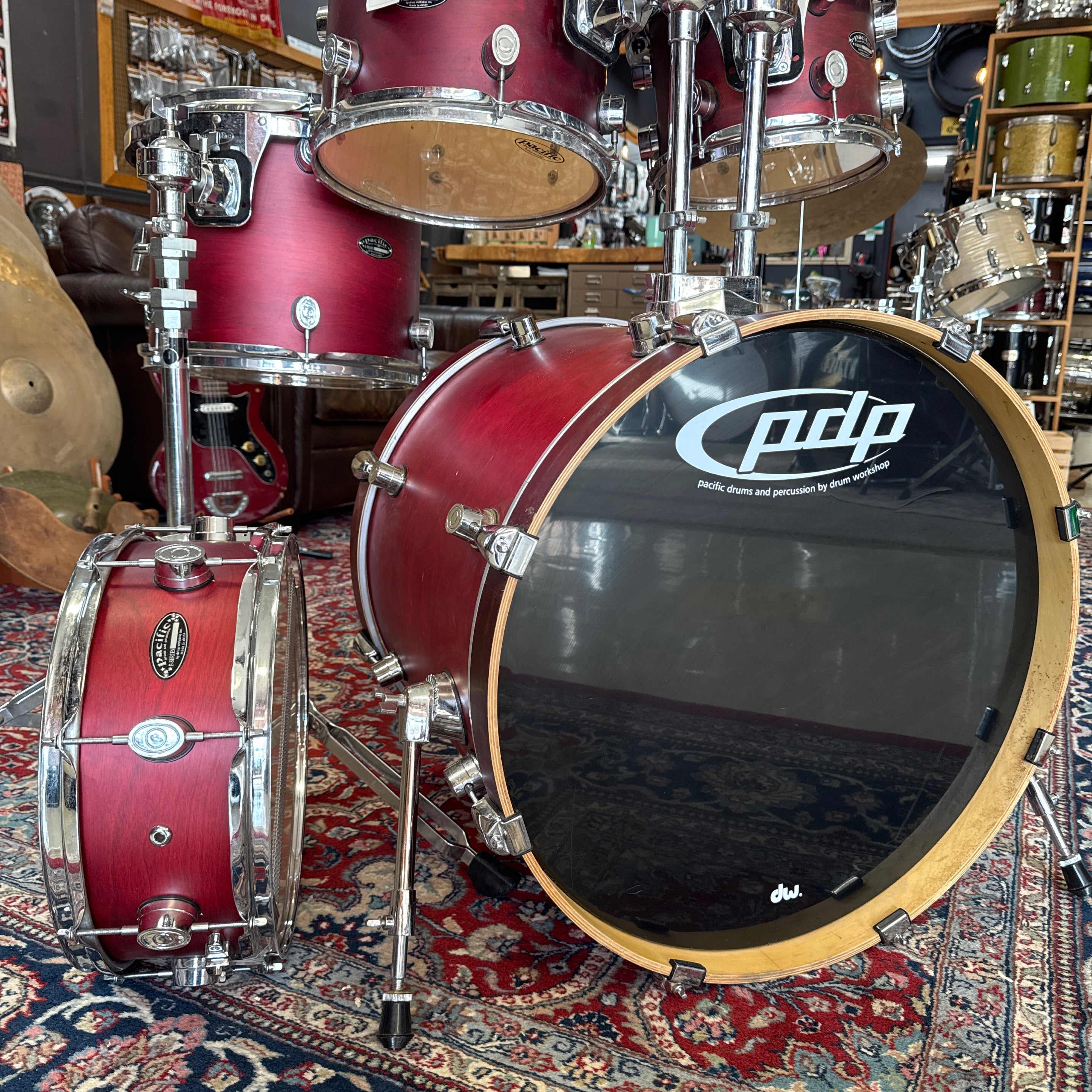 PDP FS Birch 10/12/14/22/14 Red Stain Drum Set | Pocket Percussion