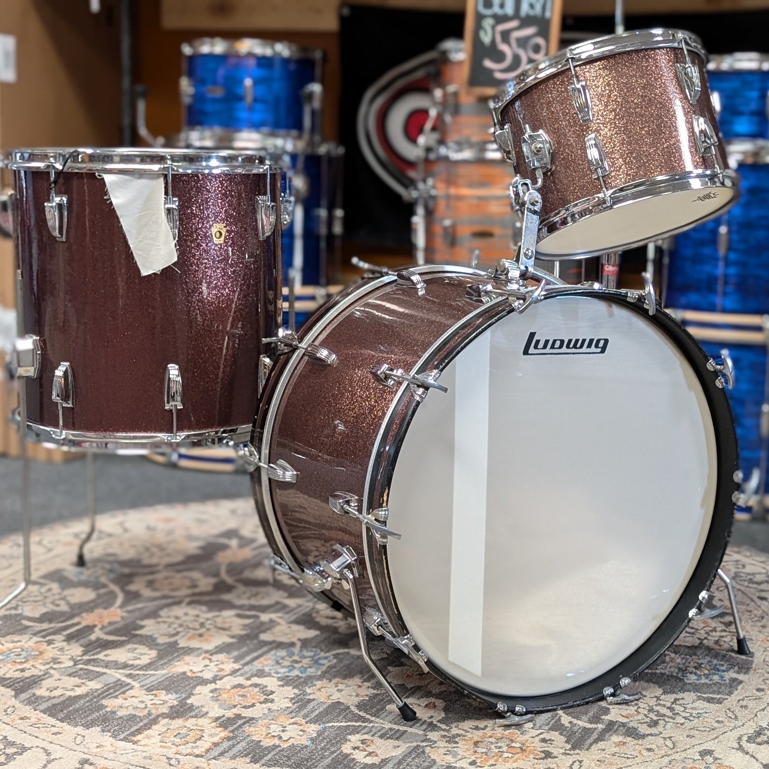Ludwig Super Classic Burgundy Sparkle 13/16/22 Drum Set | Pocket Percussion